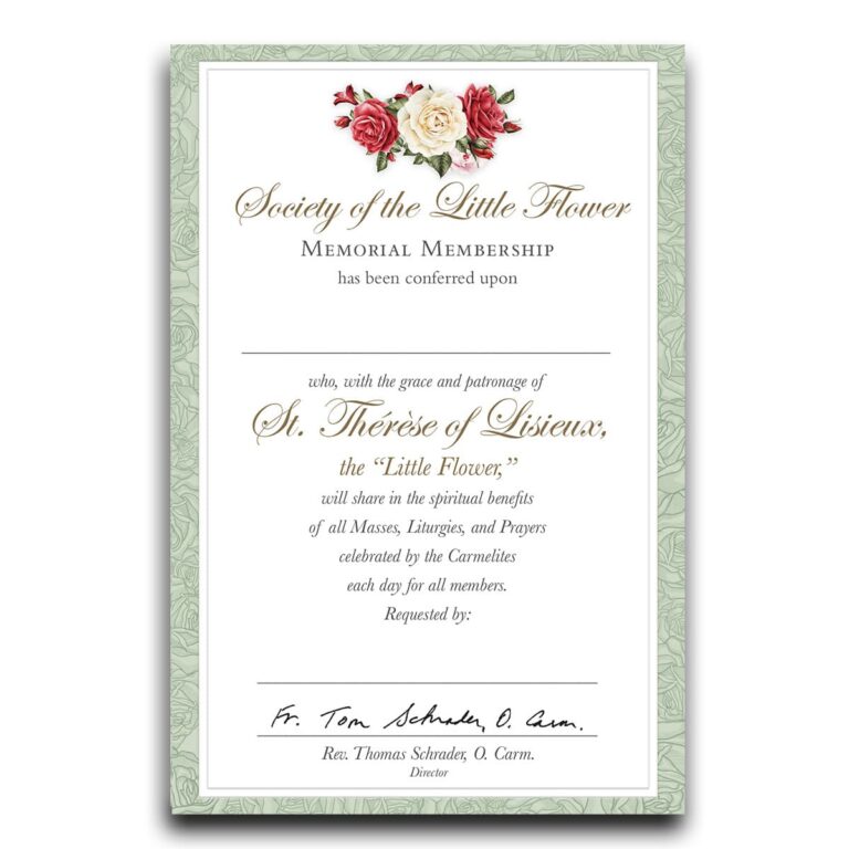 Memorial Mass Card - Society of the Little Flower - US