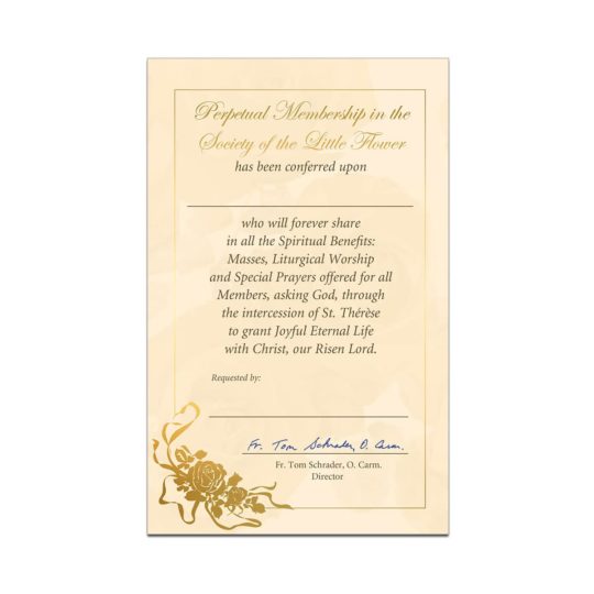 Perpetual Deceased Mass Card - Society of the Little Flower - US